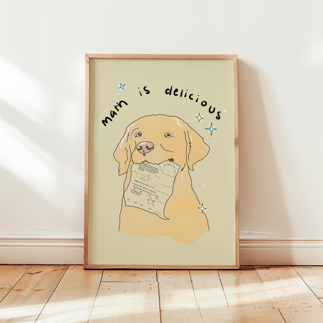 Dog Poster Funny Math Teacher Gift Cute Dog Art School Room Decor Funny Labrador Art Dog Wall ...
