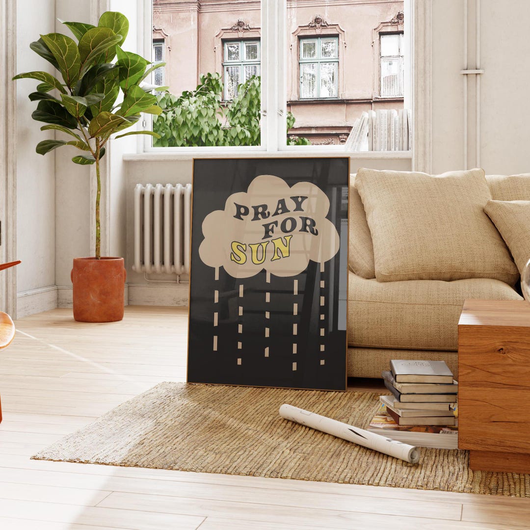 Pray for Sun Art, Cloudy Wall Art, Nursery Room Decor, Cute Kids Wall ...