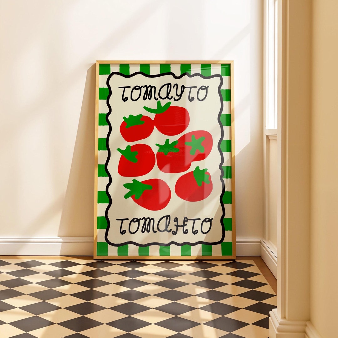 Cute Tomato Poster, Funny Tomato Print, Gardening Poster, Red Tomato ...