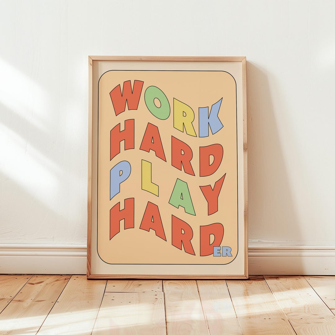Work Hard Play Harder Wall Art, Home Office Decor, Gym Wall Art ...