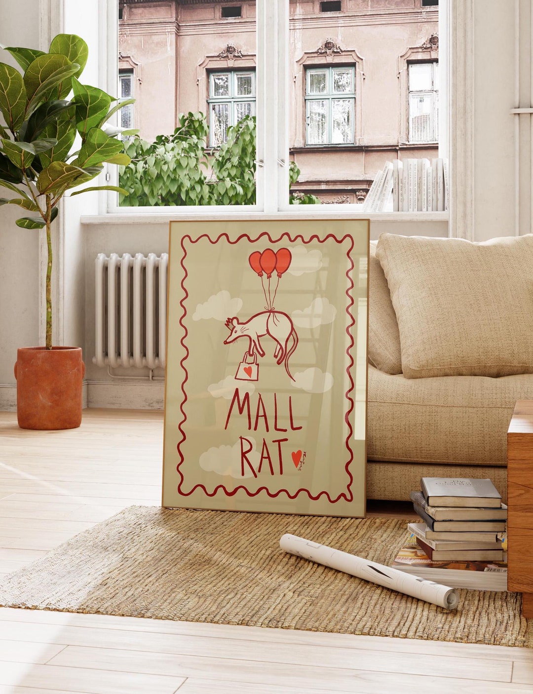 Mall Rat Print, 90s Nostalgia Poster, 90s Graphic Wall Art, Animal ...