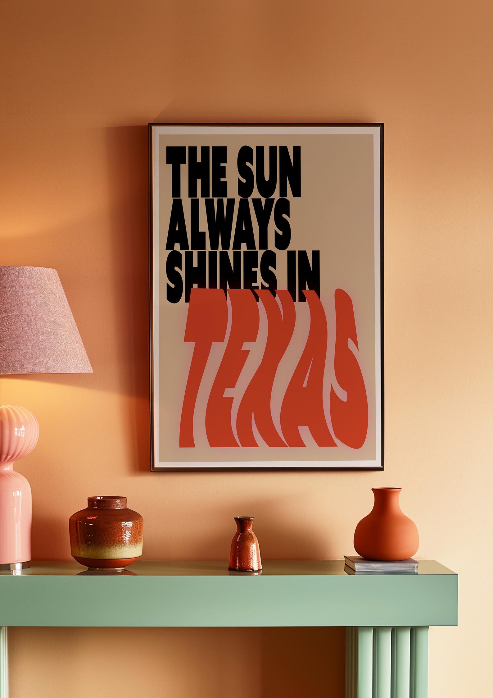 Sun Shines in Texas Print, Bold Wall Art, Retro Wall Art, Eclectic Wall ...
