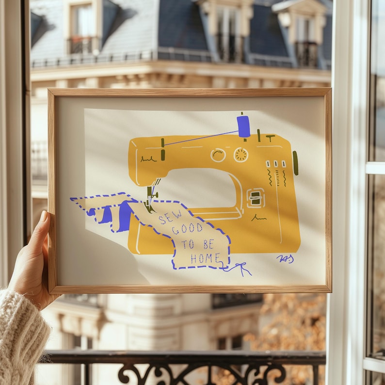 Sew Good to Be Home, Yellow Sewing Poster, Knit Style Print, Sewing ...
