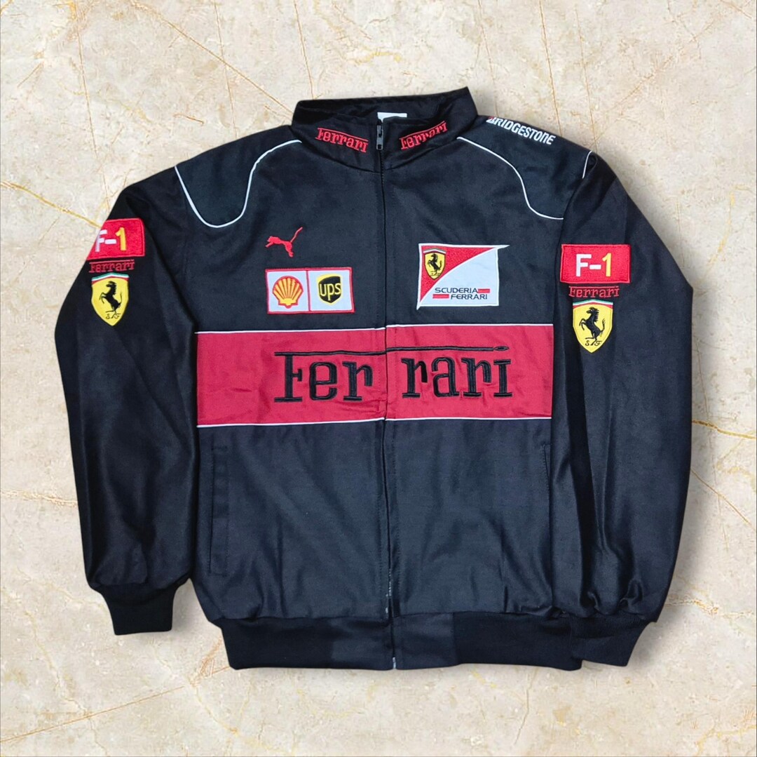 Adult F1 Racing Jacket Vintage, Ferrari Jacket ,ebroidered Cotton ...
