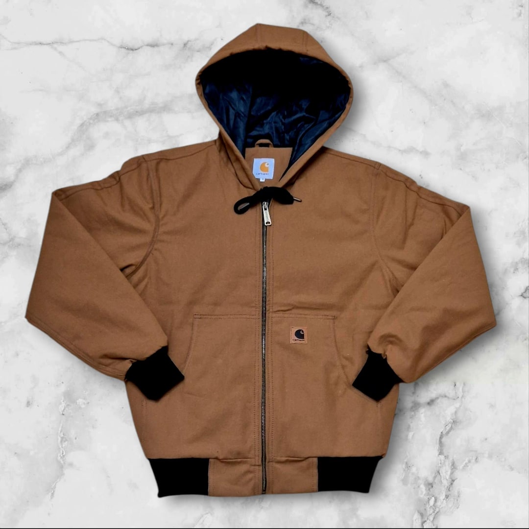 CARHARTT Hooded Jacket Reworked Active Canvas Workwear Tan - Etsy