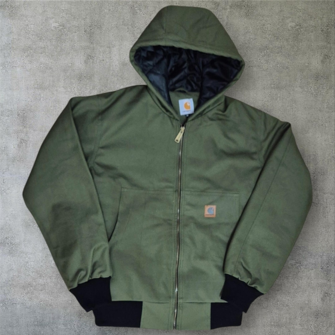 CARHARTT Hooded Jacket Reworked Active Canvas Bomber Olive-green - Etsy