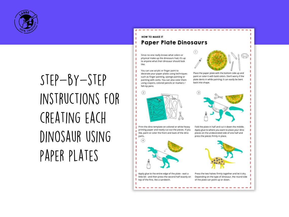 Paper Plate Dinosaurs | DIY Dinosaur Craft Templates | Fun Paper Plate ...