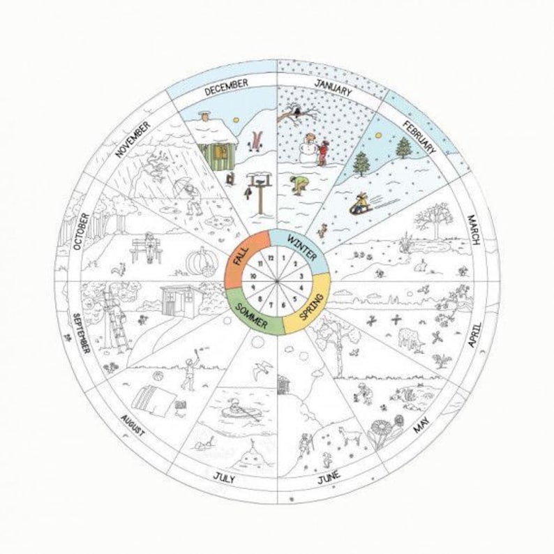 Year Circle Calendar Template | DIY Printable Calendar | Monthly ...