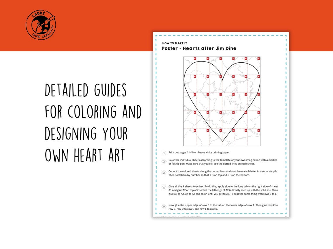 Hearts After Jim Dine | Art Templates | DIY Heart Art | Creative ...