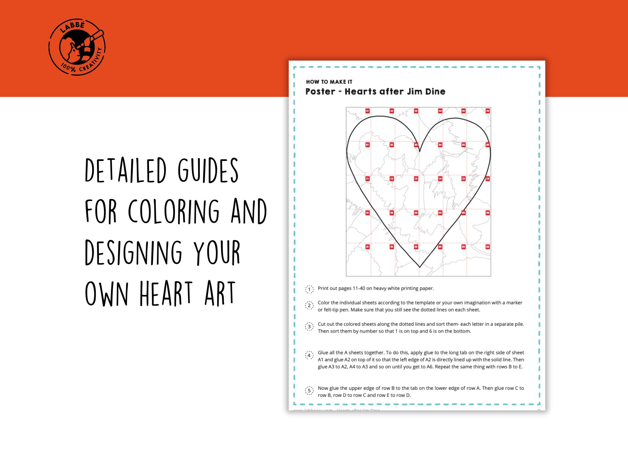 Hearts After Jim Dine | Art Templates | DIY Heart Art | Creative ...