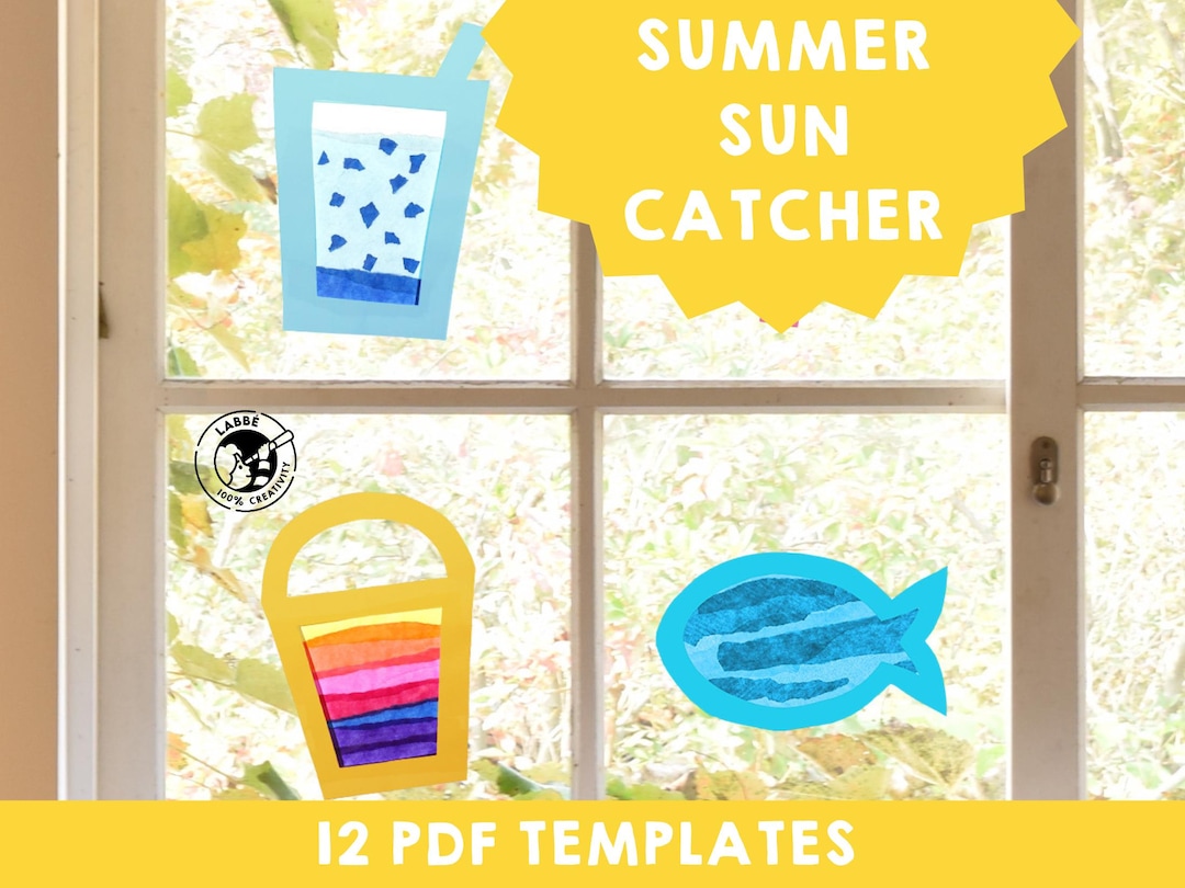 Summer Sun Catcher Craft: DIY Printable Templates (PDF Pattern) - Etsy ...