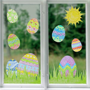Easter Window Display | DIY Easter Window Decor | Printable Bunny and ...