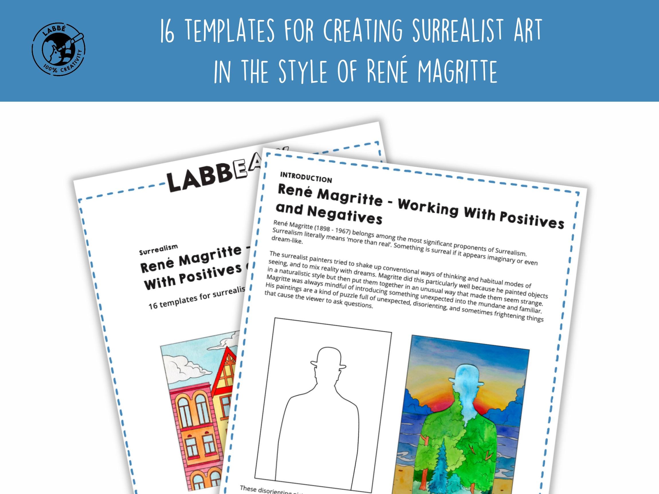 René Magritte Surrealist Art Templates: Positive & Negative Space (PDF ...