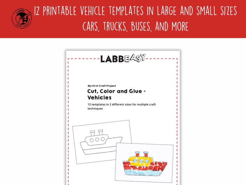 Printable Vehicle Templates: Cut, Color, and Glue DIY Craft (PDF) - Etsy