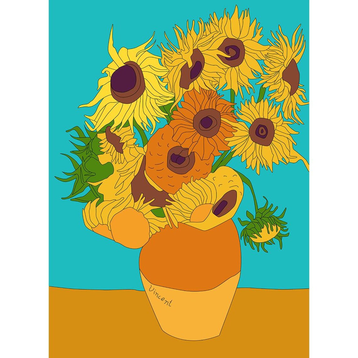 Van Gogh Sunflowers DIY Art Poster: Modern Classics Project (PDF) - Etsy