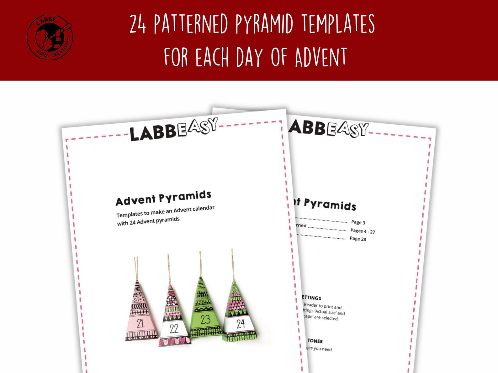 DIY Advent Calendar Pyramids: Printable Holiday Countdown Craft (PDF ...