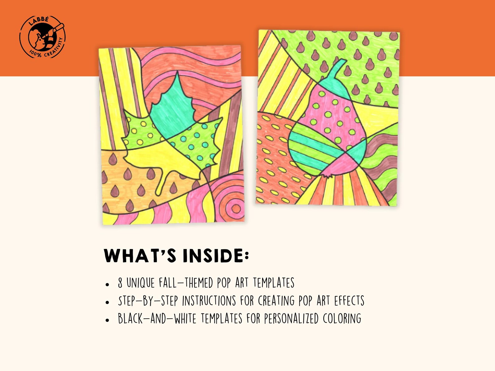 Fall Pop Art Coloring Pages: 16 Autumn Templates (PDF Download) - Etsy