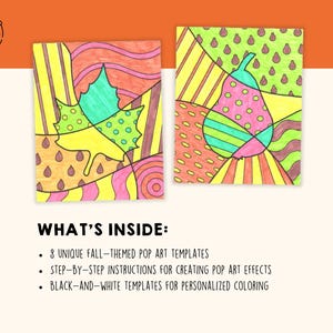 Fall Pop Art Coloring Pages: 16 Autumn Templates (PDF Download) - Etsy
