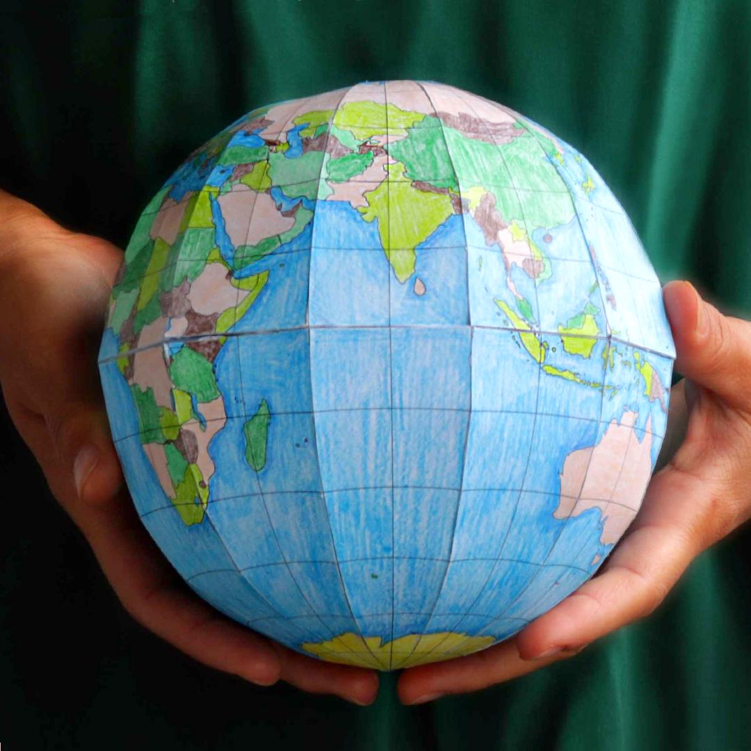 DIY Paper Globe Template: Educational Craft Project (diameter of 5.9 ...