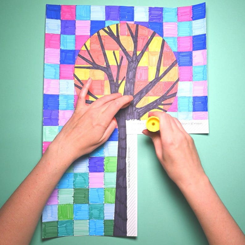 Grid Trees | Warm and Cold Colors | Creative Coloring Activity | Poster ...