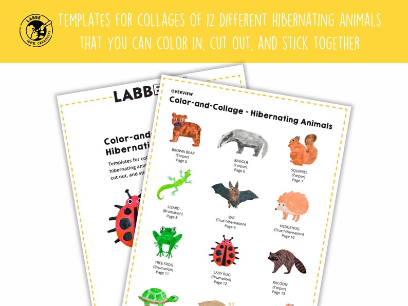 Hibernating Animals Collage: DIY Kids Craft Activity (PDF Pattern) - Etsy