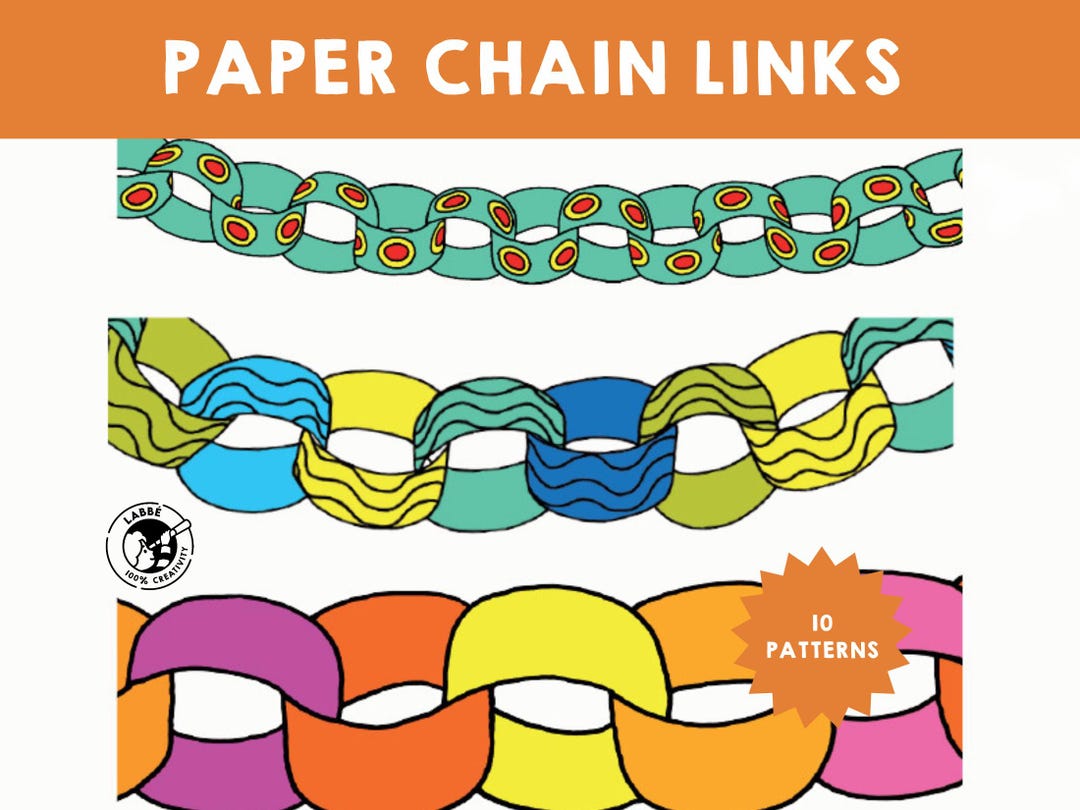 Paper Chain Links DIY Paper Craft Printable Chain Templates Kids Craft ...