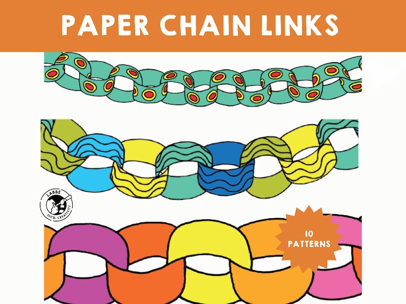 Printable Paper Chain Links: DIY Craft Templates (PDF Pattern) - Etsy