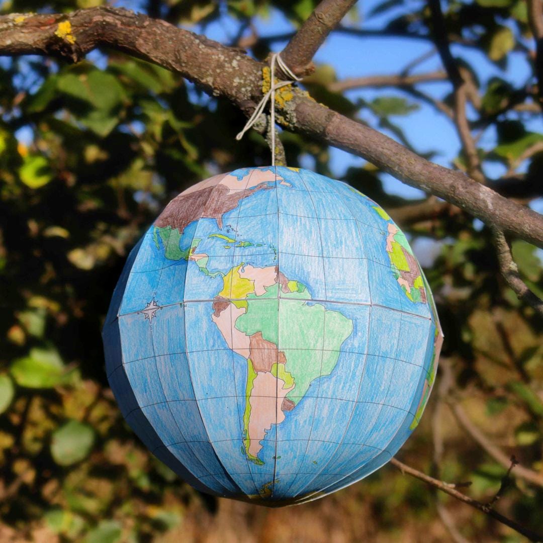 DIY Paper Globe Template: Educational Craft Project (diameter of 5.9 ...