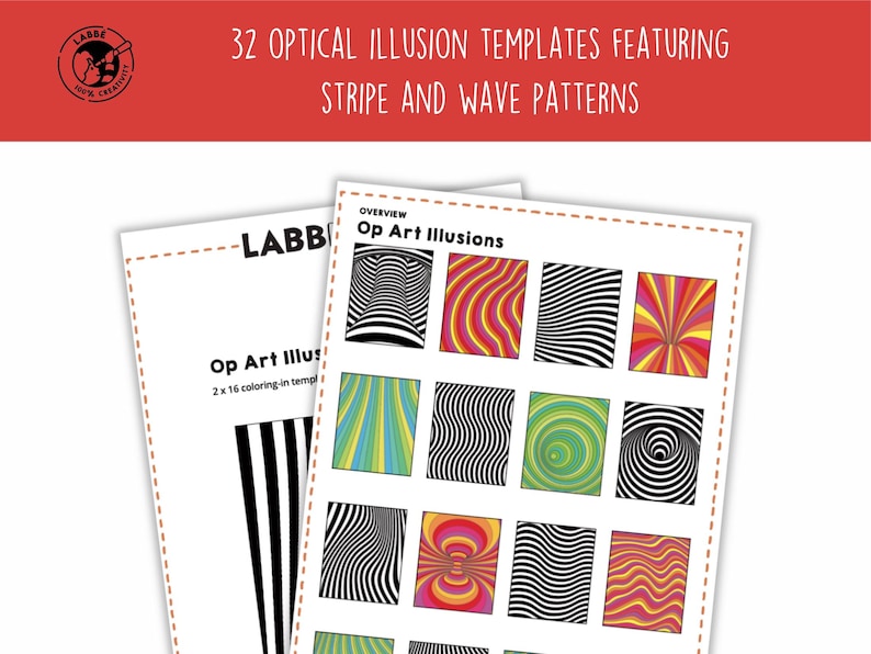 Op Art Coloring Templates: Geometric Optical Illusions (PDF Pattern) - Etsy