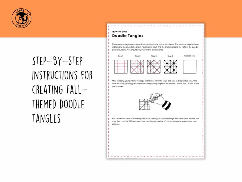 Doodle Tangles - Fall, Step-by-step Drawing Guide, Seasonal Motifs, Fun ...