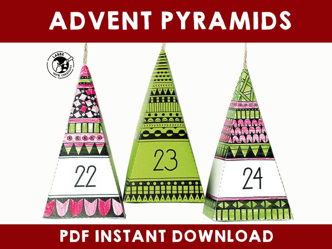 Advent Pyramids | DIY Advent Calendar | Printable Pyramid Templates ...