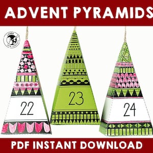 Advent Pyramids | DIY Advent Calendar | Printable Pyramid Templates ...