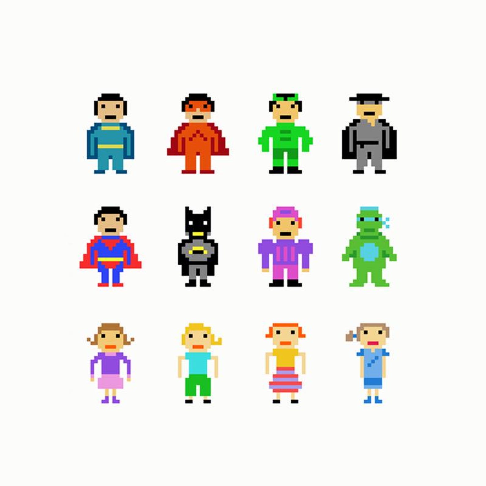 Pixel People | DIY Pixel Art Craft | Printable Pixel Character ...
