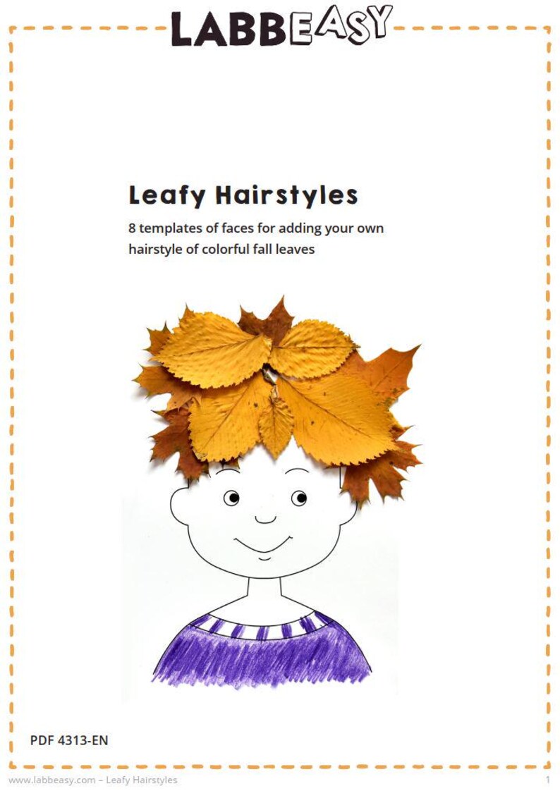 Fall Leaf Art: DIY Hairstyles, Printable Faces (PDF Pattern) - Etsy