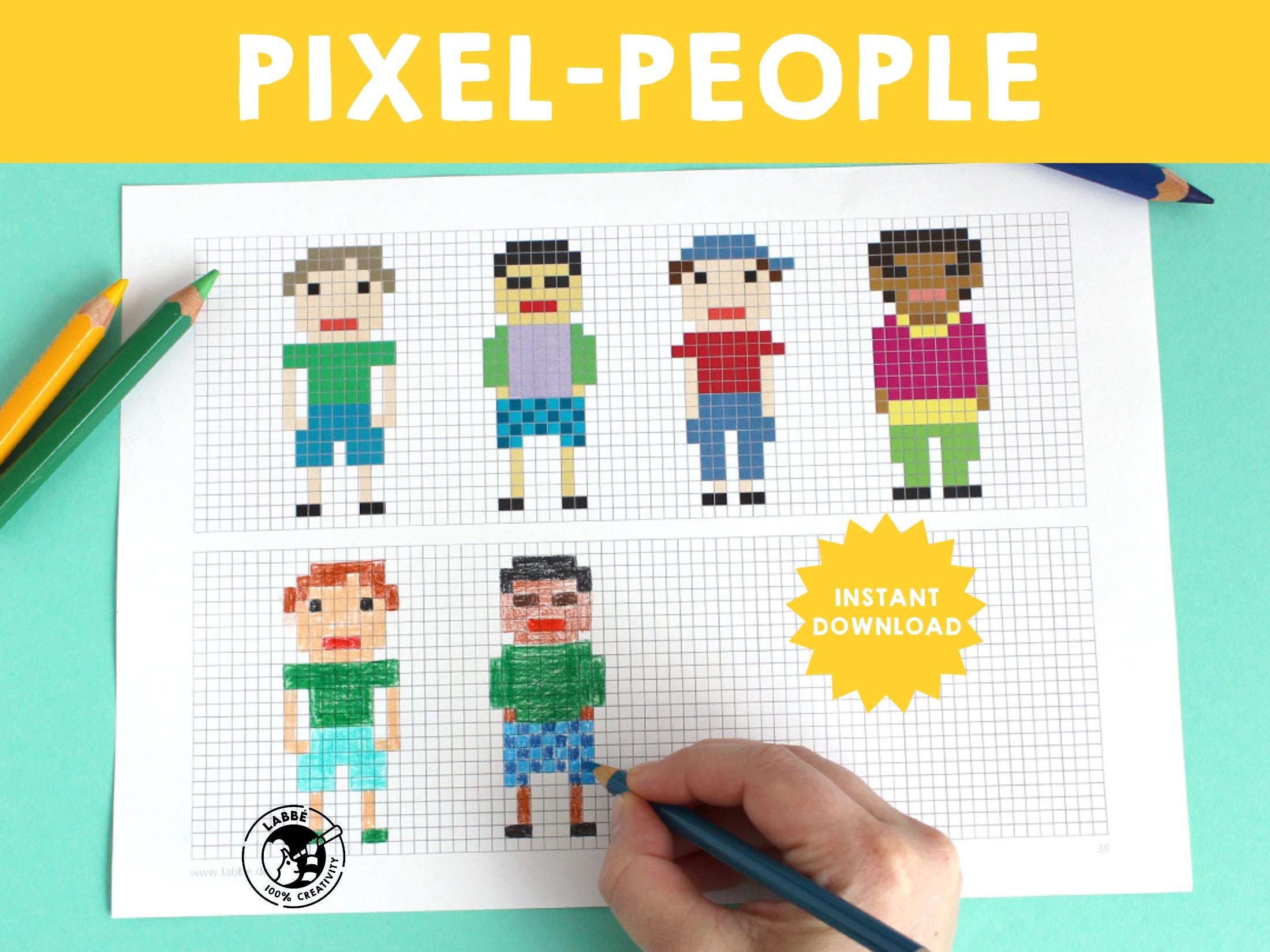 Pixel People | DIY Pixel Art Craft | Printable Pixel Character ...