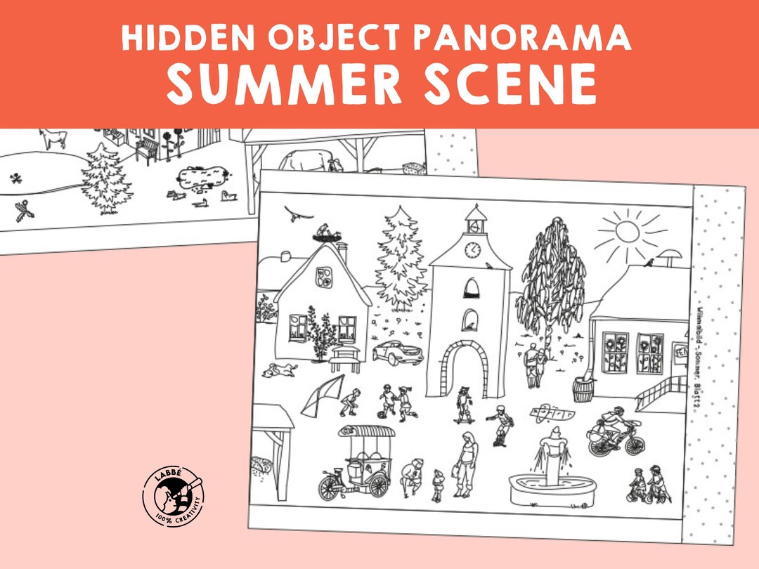 Summer Scene Hidden Object Panorama: DIY Craft (PDF Pattern) - Etsy