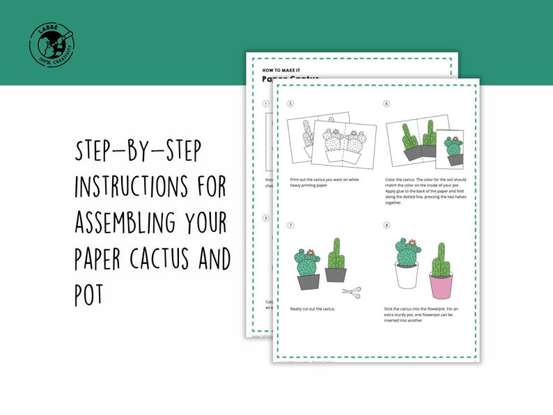 DIY Paper Cactus Craft: 6 Templates, Kids Activity (PDF Download) - Etsy