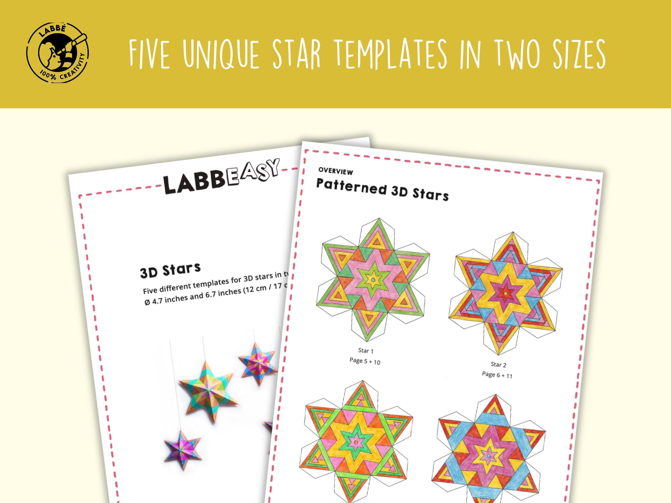 3D Christmas Stars DIY Star Craft Printable Star Templates 3D Paper ...