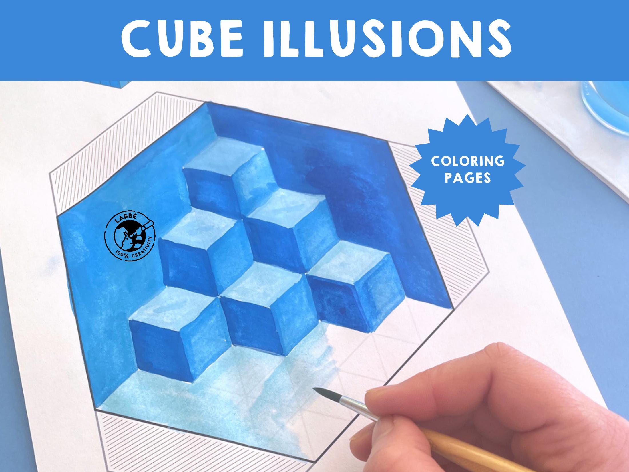 Cube Illusions | Optical Art DIY Guide | 3D Cube Templates | Group Art ...