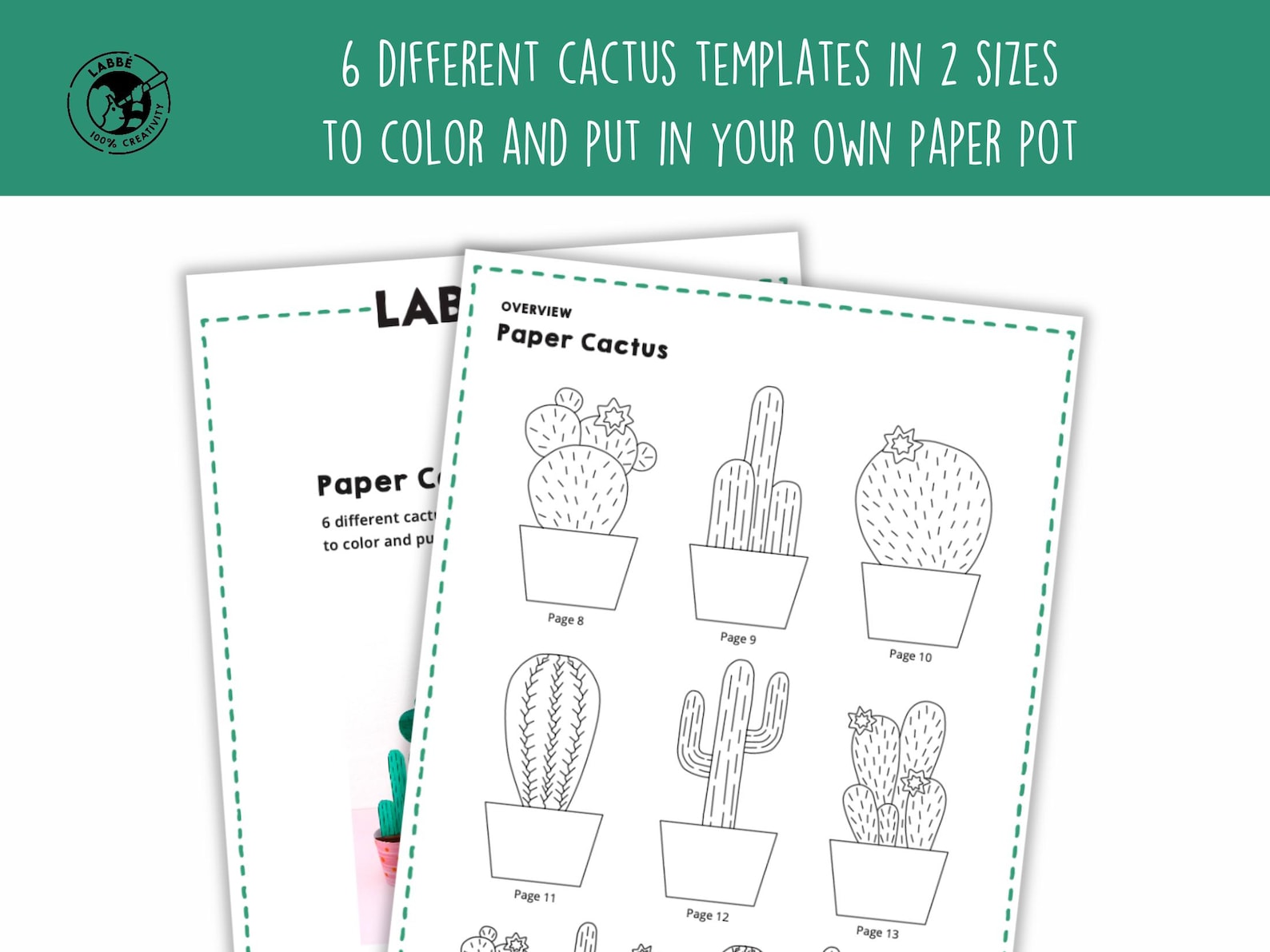 DIY Paper Cactus Craft: 6 Templates, Kids Activity (PDF Download) - Etsy