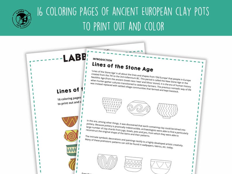 Neolithic Pottery Art: Stone Age Coloring Templates (PDF Pattern) - Etsy