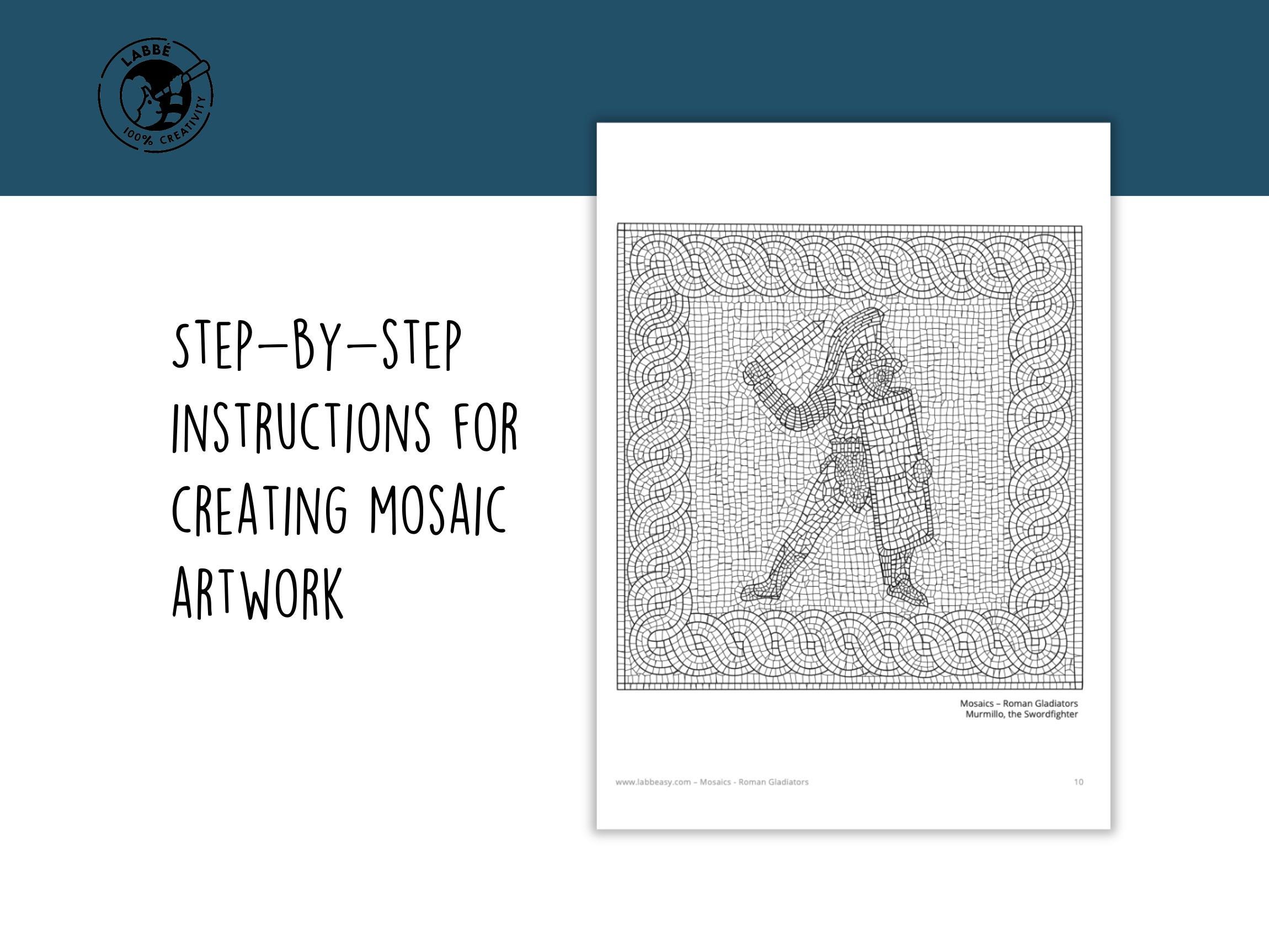 Mosaics - Roman Gladiators | Historical Coloring Templates | DIY ...