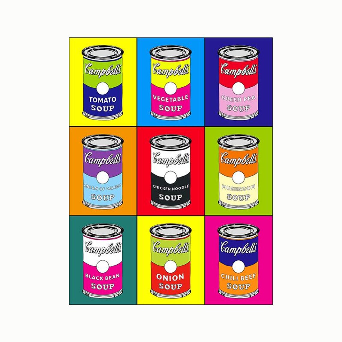 Andy Warhol Soup Cans Pop Art Templates: DIY Art for Kids (PDF Pattern ...