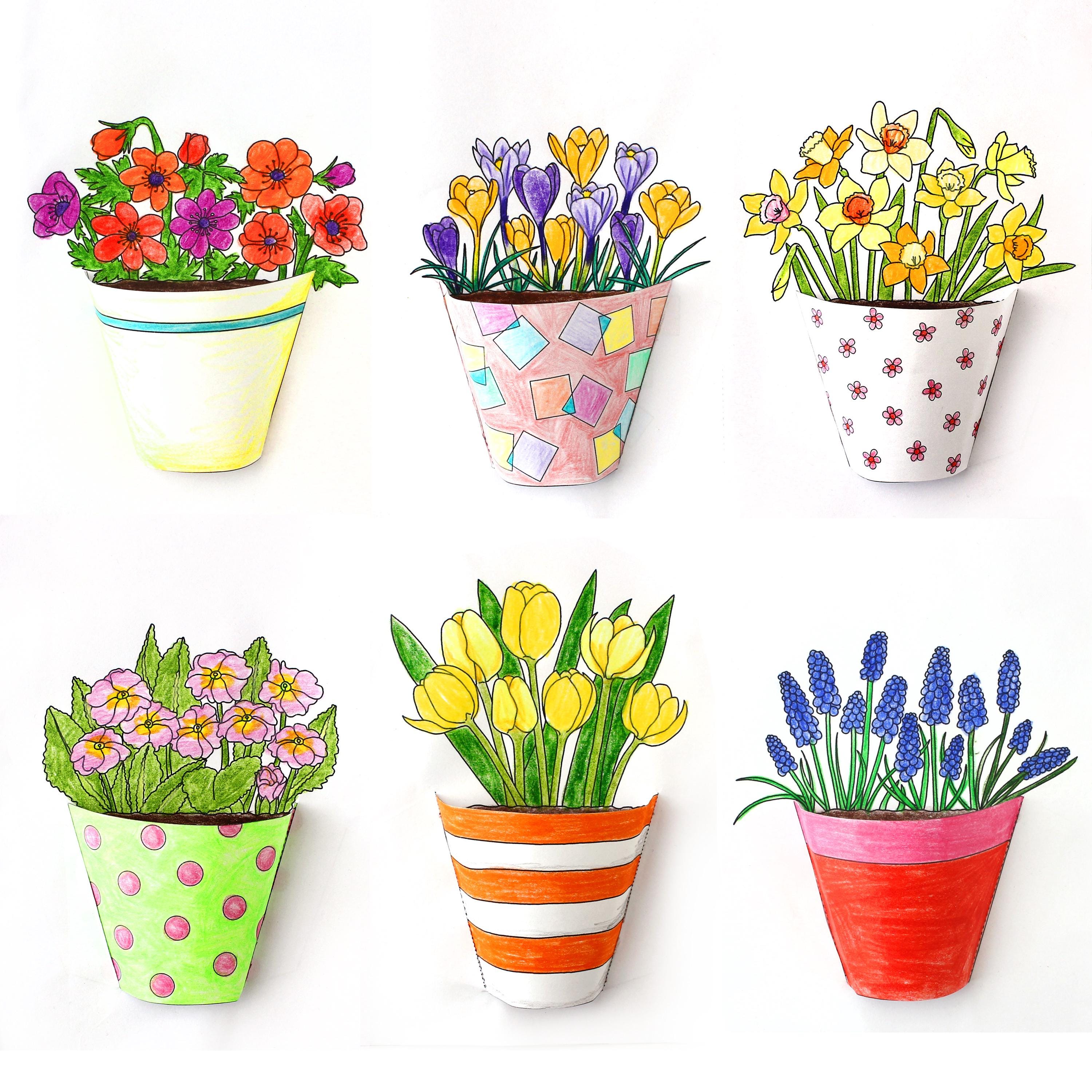 Little Flowerpot | DIY Paper Flower Pots | Printable Flower Pot Craft ...