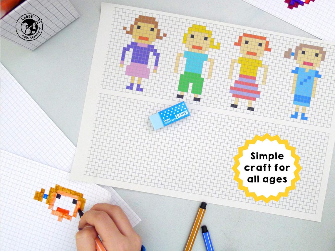 Pixel People | DIY Pixel Art Craft | Printable Pixel Character ...
