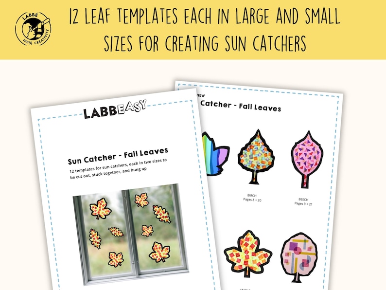 Fall Leaf Sun Catcher: DIY Window Art Templates (PDF Pattern) - Etsy