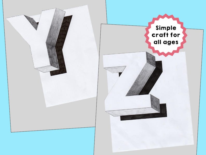 Floating Letters | Optical Illusion Craft | 3D Perspective Letters ...
