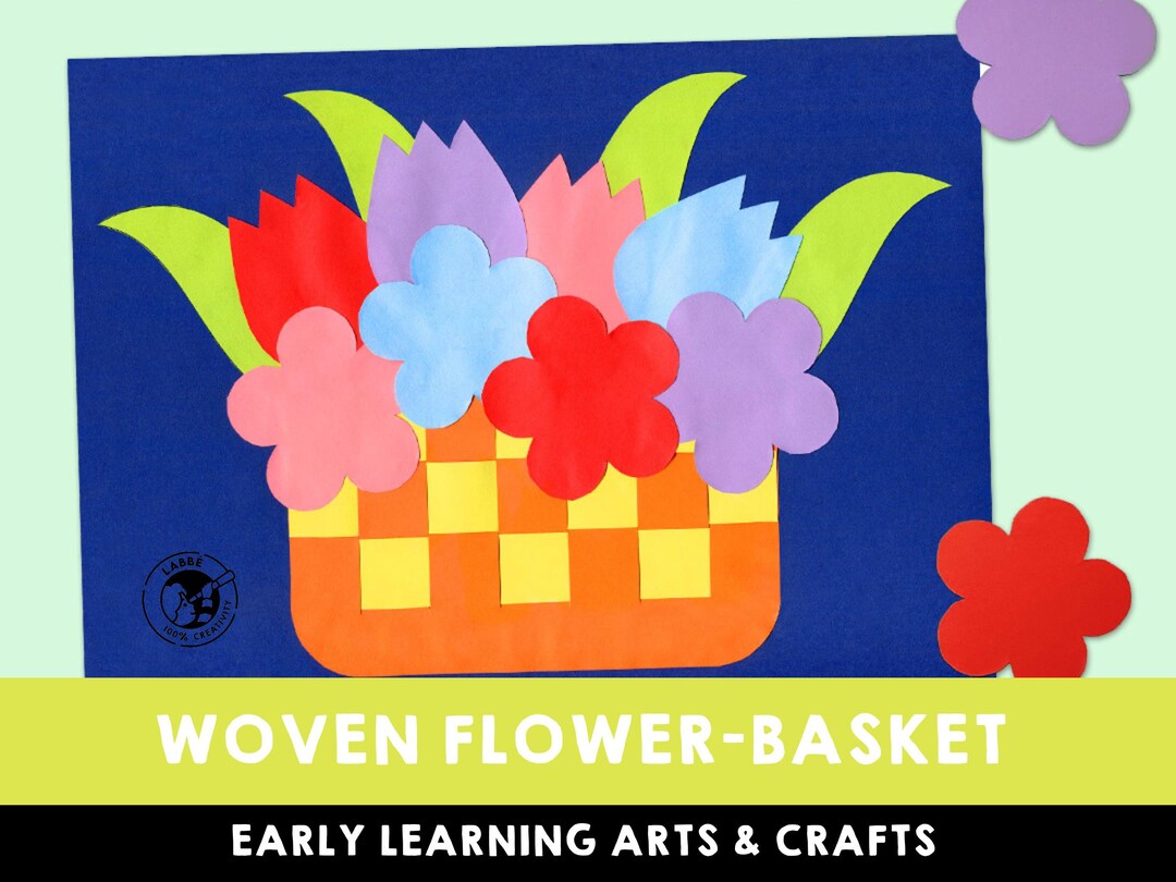 Woven Flower Basket | DIY Paper Craft | Flower Basket Templates | Early ...