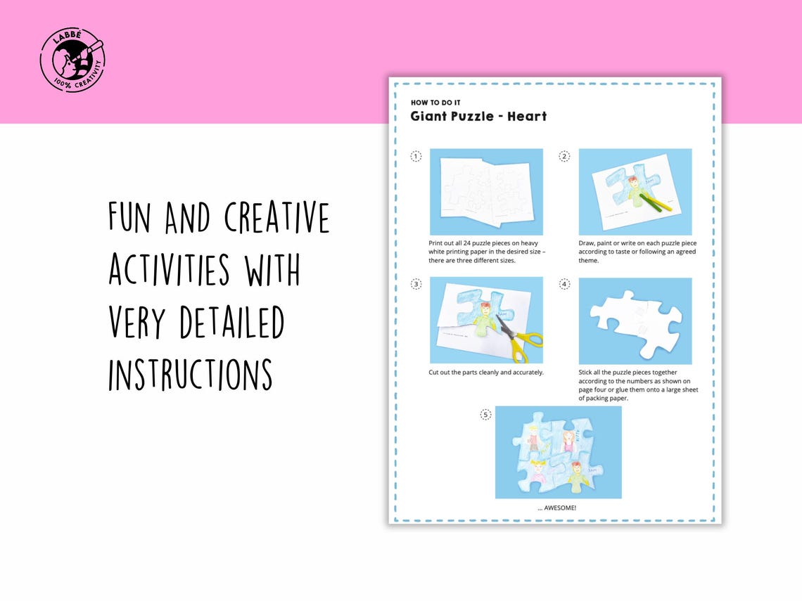 Giant Heart Puzzle Templates: DIY Collaborative Art Project (PDF) - Etsy