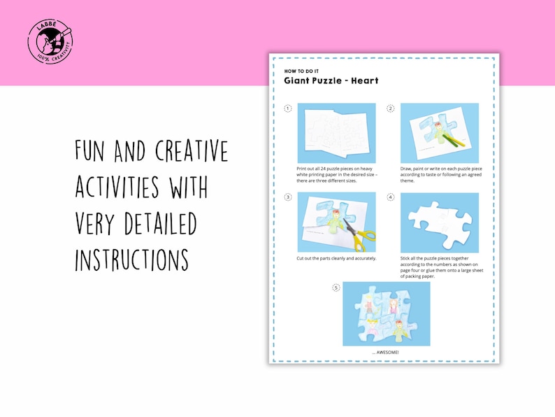 Giant Heart Puzzle Templates: DIY Collaborative Art Project (PDF) - Etsy